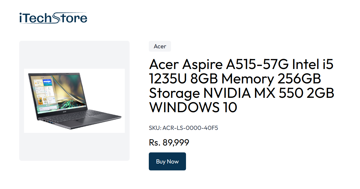 Acer Aspire A515-57G Intel i5 1235U 8GB Memory 256GB Storage NVIDIA MX ...