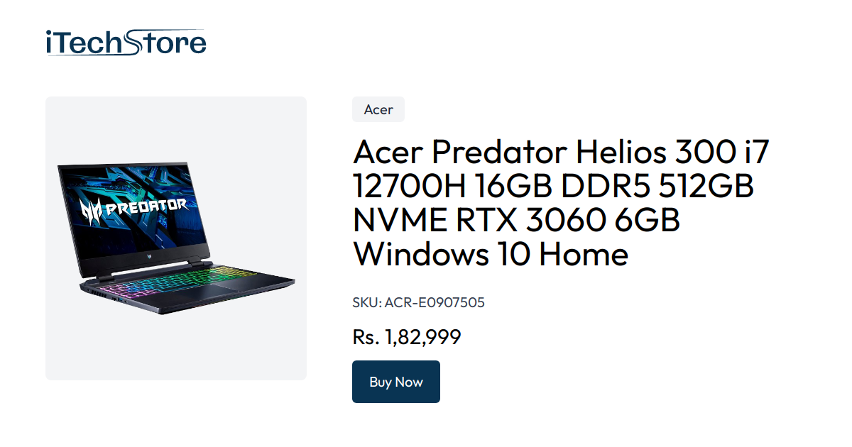 Acer Predator Helios 300 i7 12700H 16GB DDR5 512GB NVME RTX 3060 6GB ...