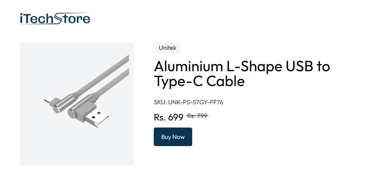 Aluminium L-Shape USB to Type-C Cable - iTechStore