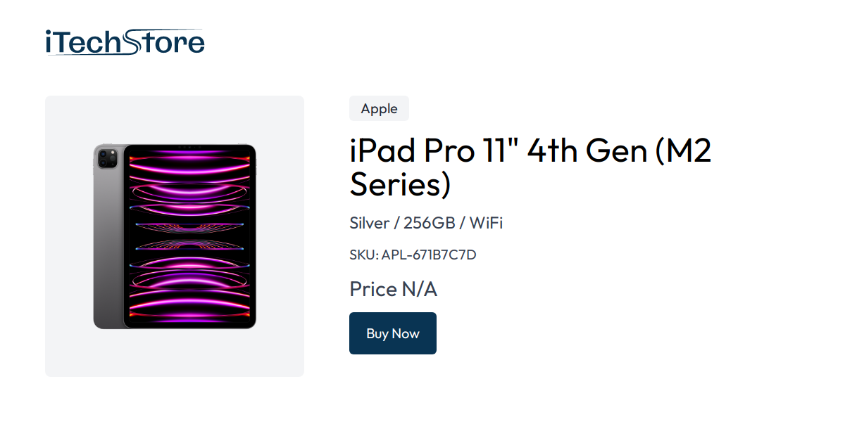 iPad Pro 11" 4th Gen (M2 Series) - Silver / 256GB / WiFi - iTechStore