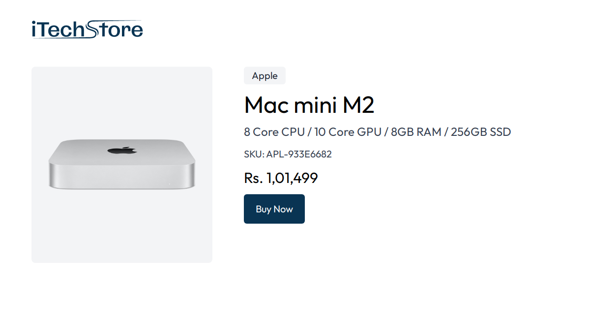 Mac mini M2 - 8 Core CPU / 10 Core GPU / 8GB RAM / 256GB SSD - iTechStore