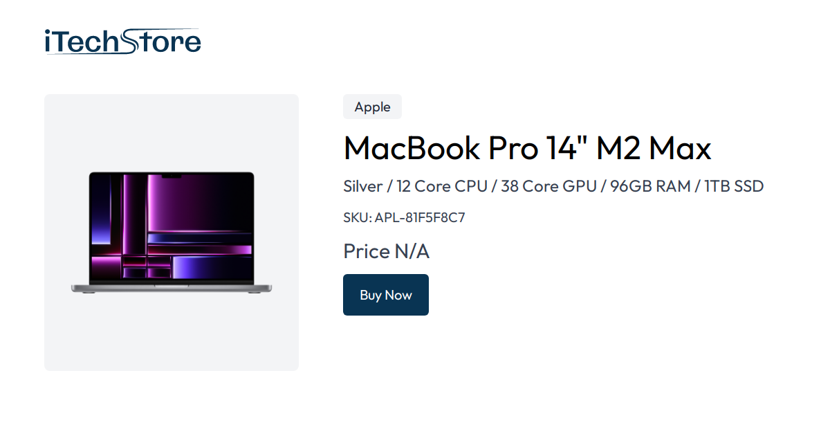 MacBook Pro 14" M2 Max - Silver / 12 Core CPU / 38 Core GPU / 96GB RAM ...