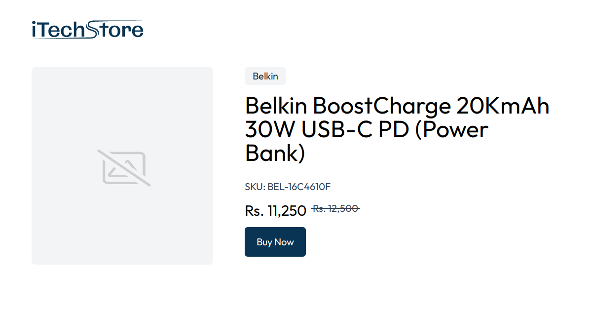Belkin BoostCharge 20KmAh 30W USB-C PD (Power Bank) - iTechStore