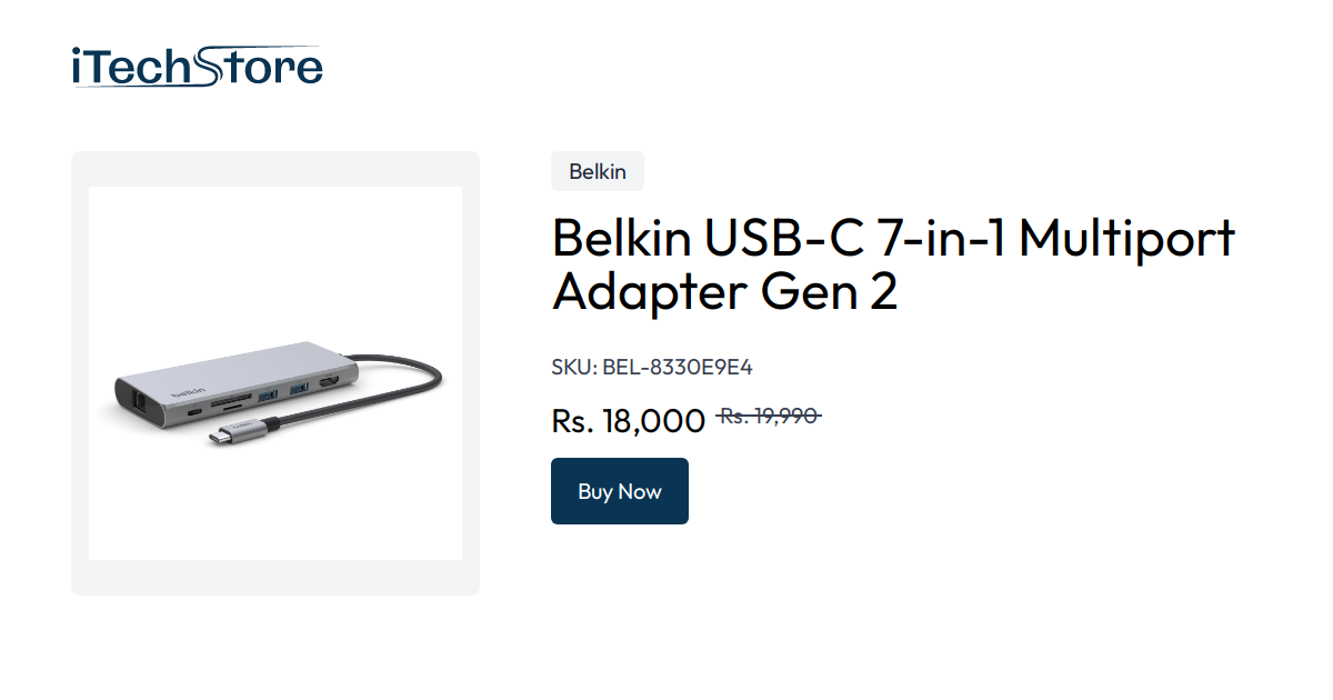 Belkin USB-C 7-in-1 Multiport Adapter Gen 2 - iTechStore