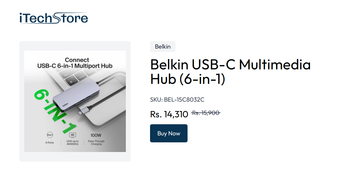 Belkin USB-C Multimedia Hub (6-in-1) - iTechStore