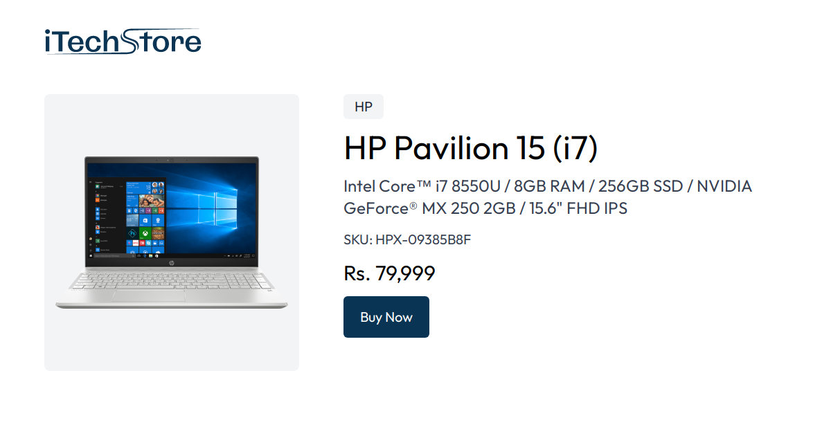 HP Pavilion 15 (i7) - Intel Core™ i7 8550U / 8GB RAM / 256GB SSD ...