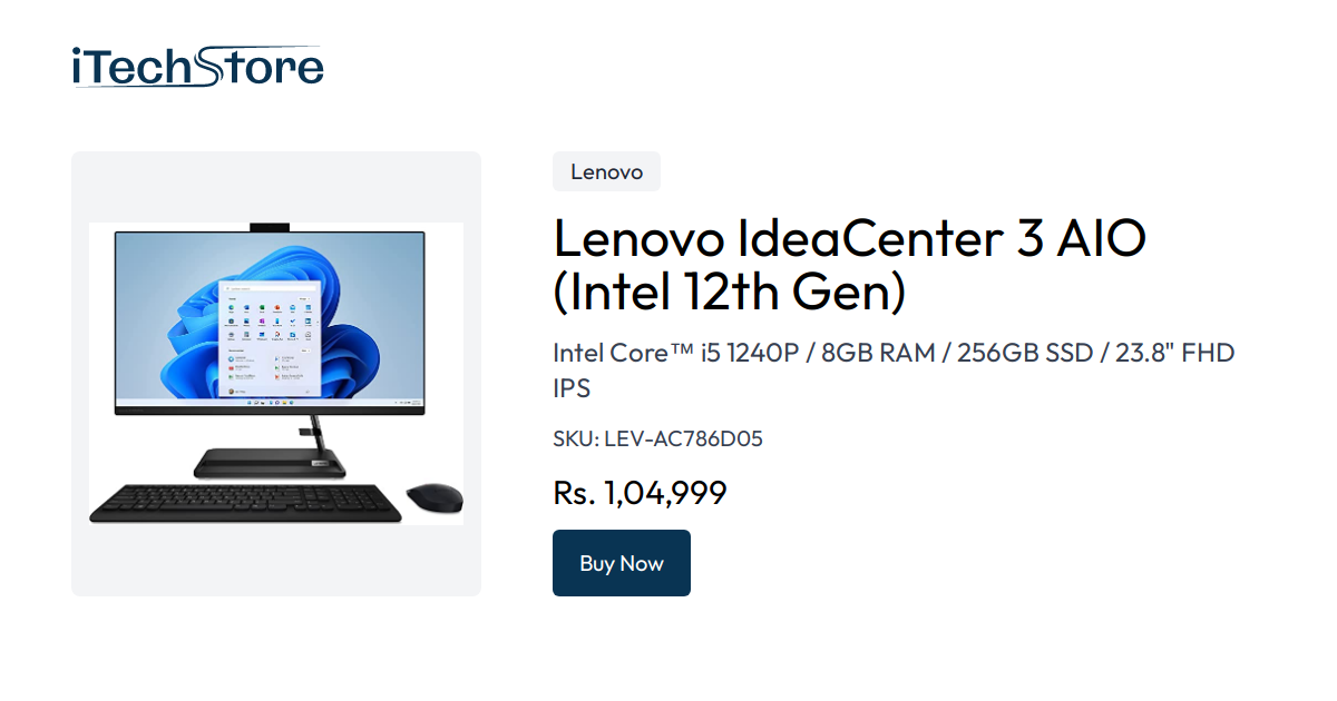 Lenovo Ideacenter 3 AIO (Intel 12th Gen) - 23.8" FHD IPS - iTechStore