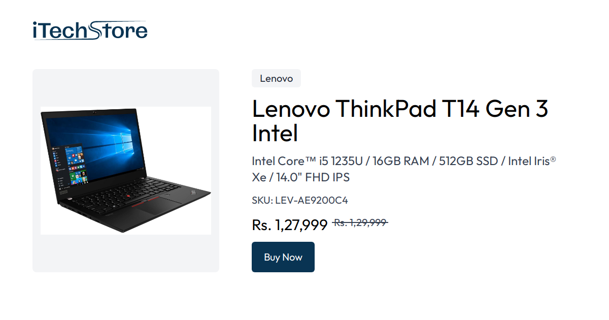 Lenovo ThinkPad T14 Gen 3 - Intel Core™ i5 1235U / 16GB RAM / 512GB SSD ...