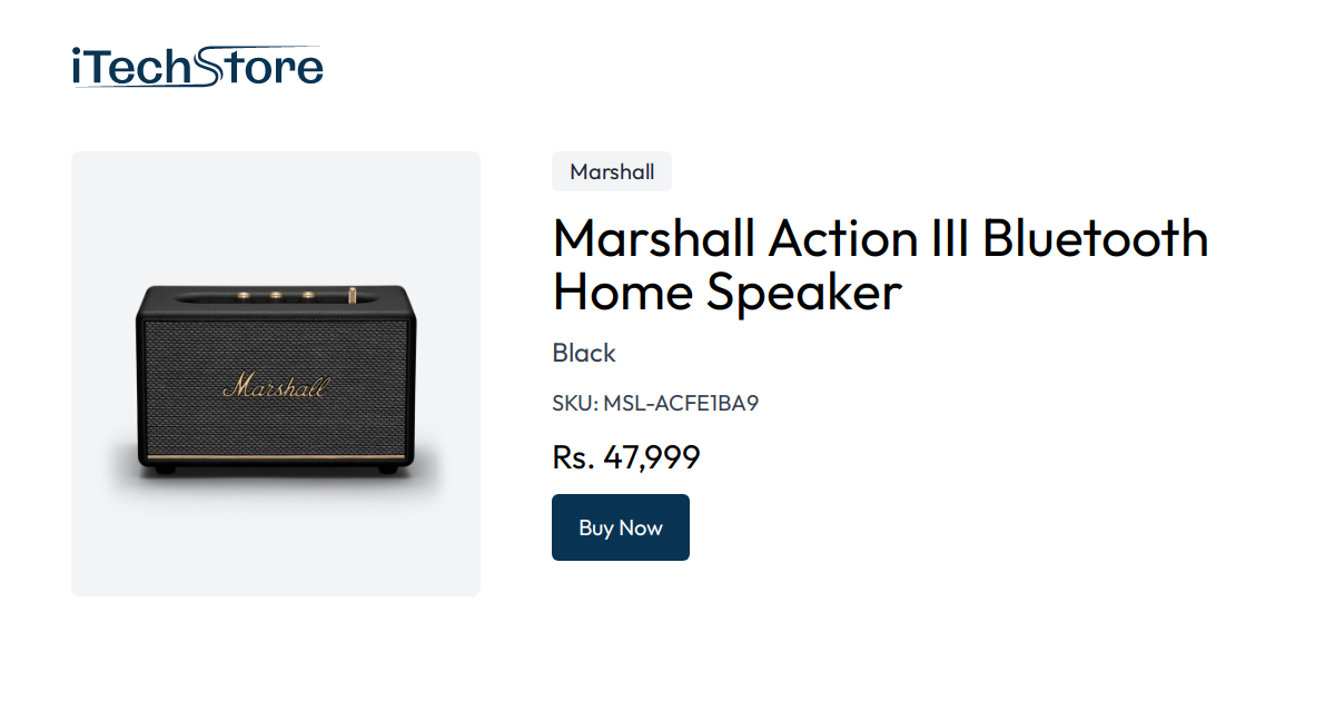 Marshall Action III Bluetooth Home Speaker - Black - iTechStore
