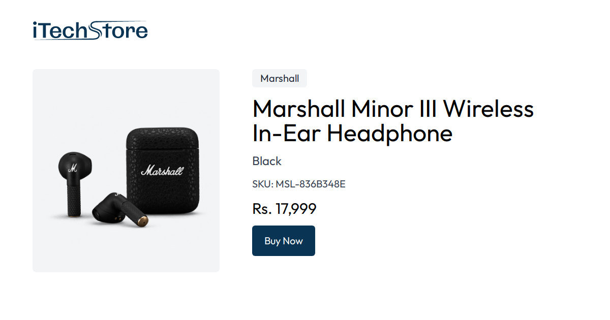 Marshall Minor III Wireless In-Ear Headphone - Black - iTechStore