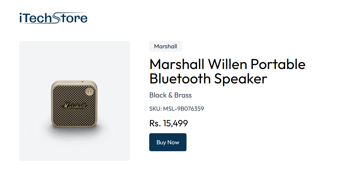 Marshall Willen Portable Bluetooth Speaker - Black & Brass - iTechStore