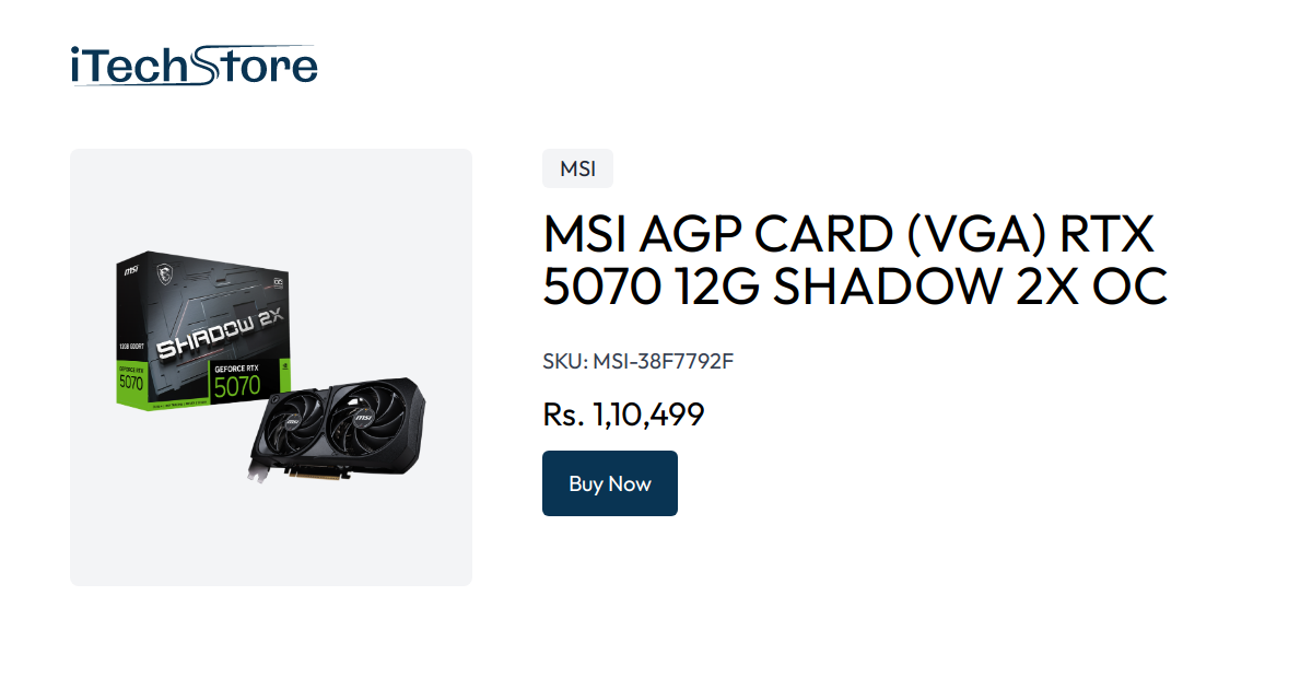 MSI AGP CARD (VGA) RTX 5070 12G SHADOW 2X OC - iTechStore