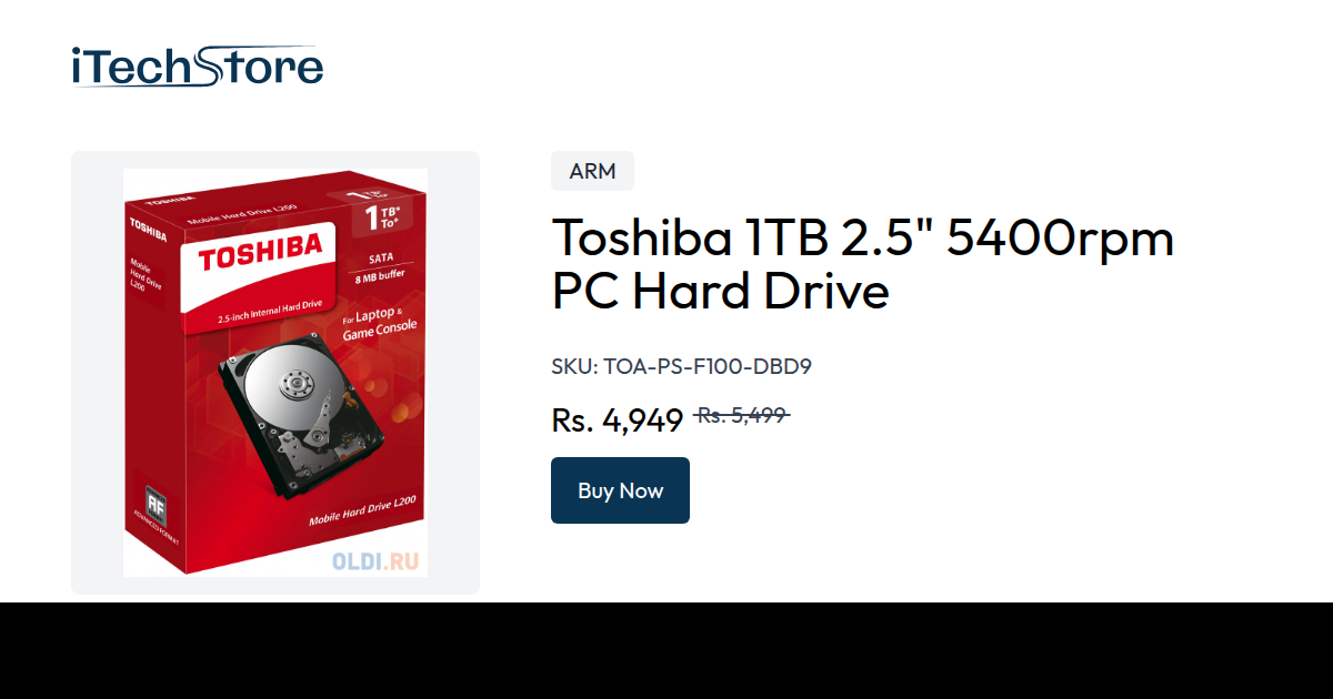 Toshiba 1TB 2.5" 5400rpm PC Hard Drive - iTechStore