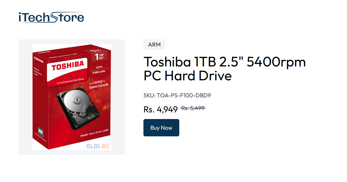 Toshiba 1TB 2.5" 5400rpm PC Hard Drive - iTechStore