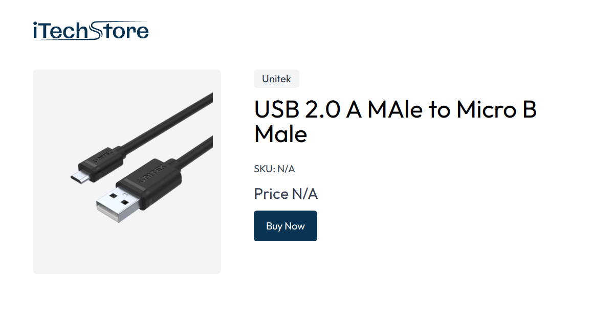 USB 2.0 A MAle to Micro B Male - iTechStore